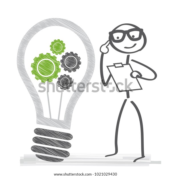 Thought Process Stick Figure Light Bulb Stock Vector (Royalty Free ...