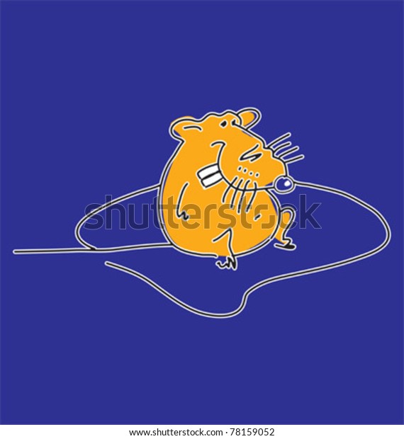 Thoughtful Yellow Rat Long Tail Stock Vector (Royalty Free) 78159052