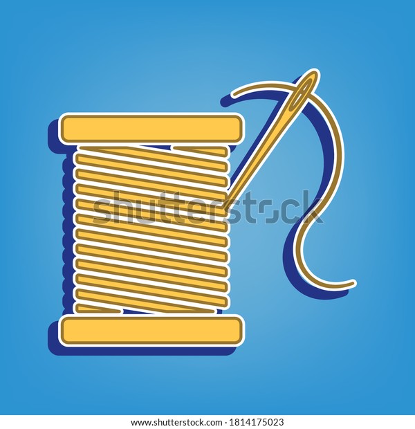 Thread Needle Sign Illustration Golden Icon Stock Vector (Royalty Free ...