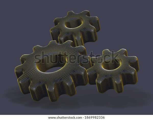 Three 3d Gears Made Yellow Dots Stock Vector (Royalty Free) 1869982336 ...