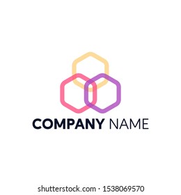 Three Abstract Chain Hexagon Logo Logo Stock Vector (Royalty Free ...