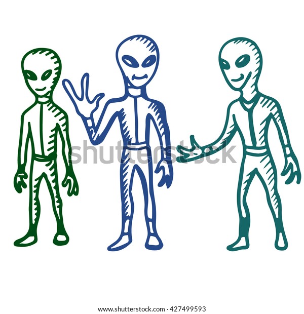 Three Alien Full Growth On White Stock Vector (Royalty Free) 427499593 ...