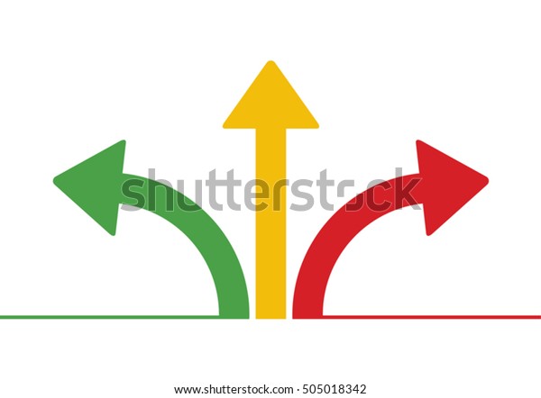 Three Arrows Directions Green Yellow Red Stock Vector (Royalty Free ...