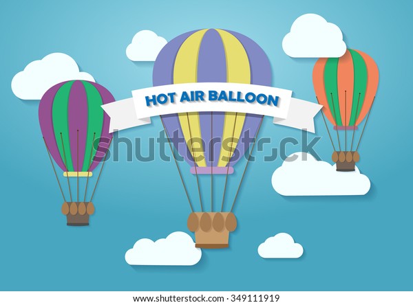Three Balloons Flying Clouds Stock Vector (Royalty Free) 349111919 ...