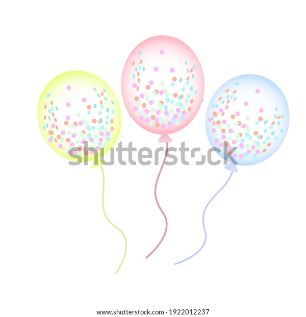 Three Balloons Transparent Yellow Pink Blue Stock Vector (Royalty Free ...