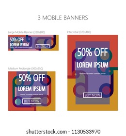 Three Banners Mobile Phone Large Mobile Stock Vector (Royalty Free ...