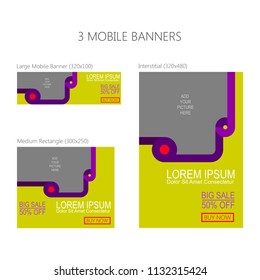 Three Banners Mobile Phone Large Mobile Stock Vector (Royalty Free ...
