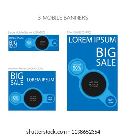 Three Banners Mobile Phone Large Mobile Stock Vector (Royalty Free ...