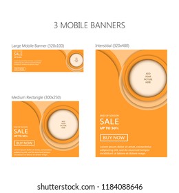 Three Banners Mobile Phone Large Mobile Stock Vector (Royalty Free ...