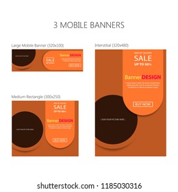 Three Banners Mobile Phone Large Mobile Stock Vector (Royalty Free ...