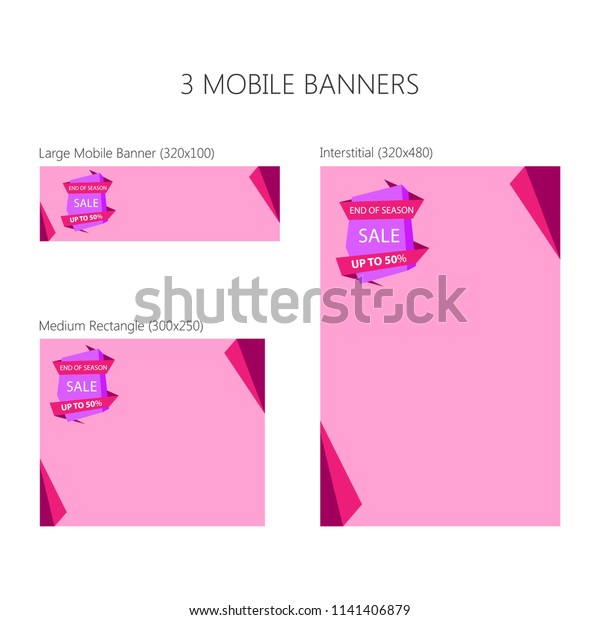 Three Banners Mobile Phone Large Mobile Stock Vector (Royalty Free ...