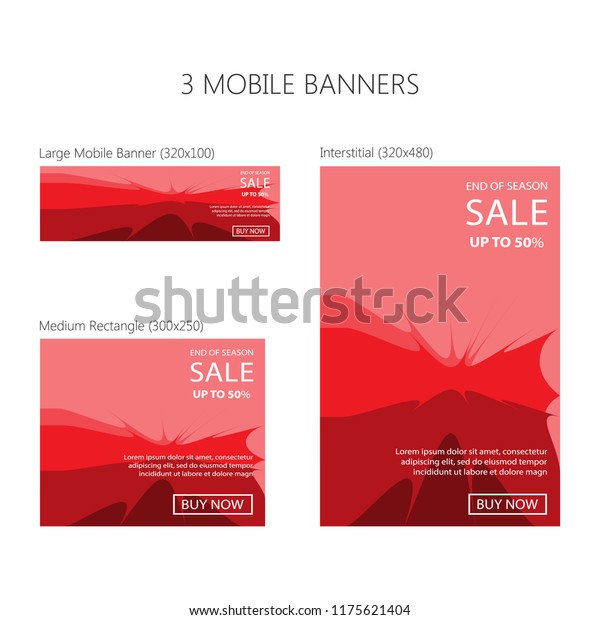 Three Banners Mobile Phone Large Mobile Stock Vector (Royalty Free ...
