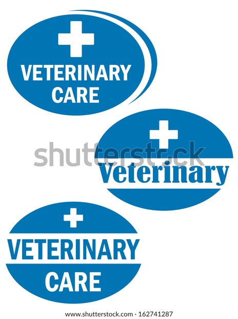 Three Blue Advertise Signs Veterinary Care Stock Vector (Royalty Free ...