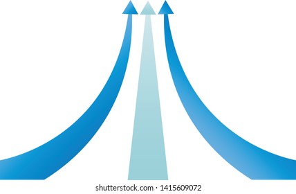 Three Blue Arrows Growing White Background Stock Vector (Royalty Free ...