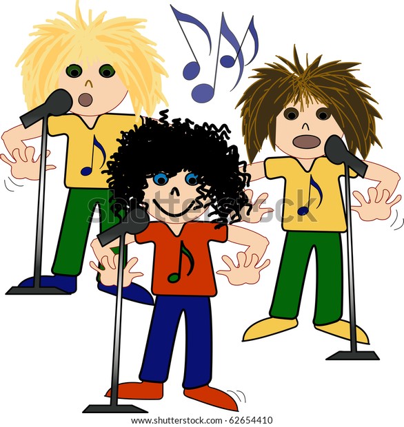 Three Boys Band Singing Dancing Band Stock Vector (Royalty Free) 62654410