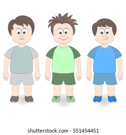 Three Boys On White Background Stock Vector (Royalty Free) 551454451