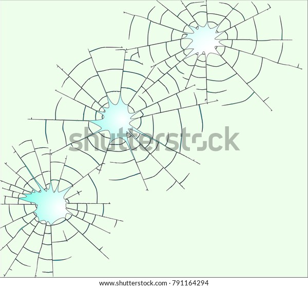 Three Bullet Holes Window Shattering Glass Stock Vector (Royalty Free ...