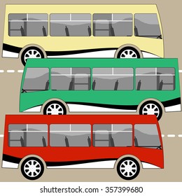 Three Buses Red Yellow Green Colors Stock Vector (Royalty Free ...
