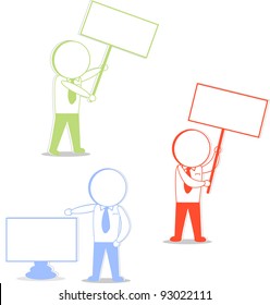 Three Business Cartoons Empty Signs: เวกเตอร์สต็อก (ปลอดค่าลิขสิทธิ์ ...