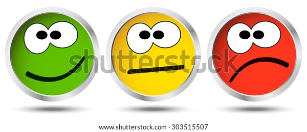 Three Buttons Happy Neutral Sad Emotion Stock Vector (Royalty Free ...
