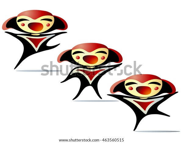 Three Cartoon Monster Jumping Laughing Stock Vector (Royalty Free ...