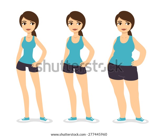 Three Cartoon Young Women Various Body Stock Vector Royalty Free
