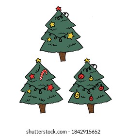 Three Christmas Tree Set Holiday Illustration Stock Vector (Royalty ...