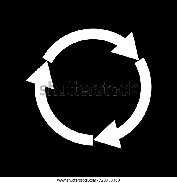 Three Circle Arrows White Icon Stock Vector (Royalty Free) 728953360 ...