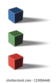 Three Color Cubes 3d Illustration Shadows Stock Vector (Royalty Free ...