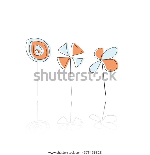 Three Color Flowers On White Background Stock Vector (Royalty Free ...