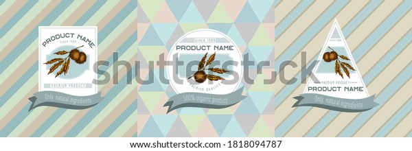 Three Colored Labels Illustration Chestnut Stock Vector (Royalty Free ...