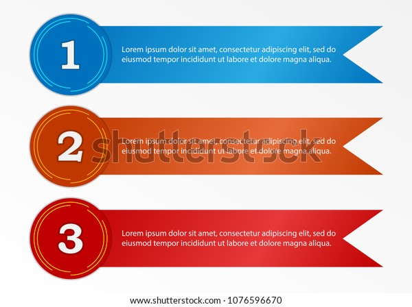 Three Colored Ribbons Numbers Infographic Elements Stock Vector ...