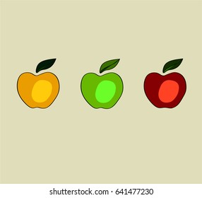 Three Colorful Apples Vectorflat Design Stock Vector (Royalty Free ...
