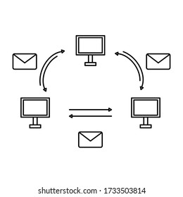 Three Computer Sending Email Outline Design Stock Vector (Royalty Free ...