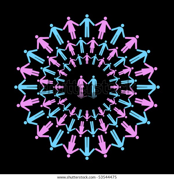 Three Concentric Circles Men Women Holding Stock Vector (Royalty Free ...