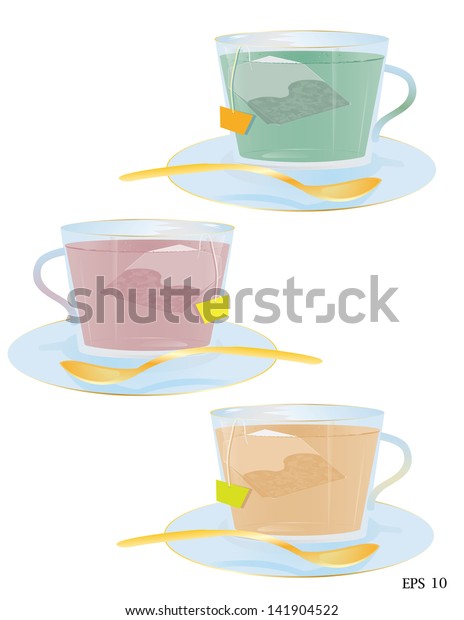 Three Cups Tea Bags Stock Vector (Royalty Free) 141904522 | Shutterstock