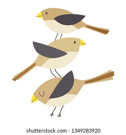 Three Cute Cartoon Birds Vector Illustration Stock Vector (Royalty Free ...
