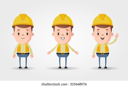 Three Cute Cartoon Builders Stock Vector (Royalty Free) 319648976 ...