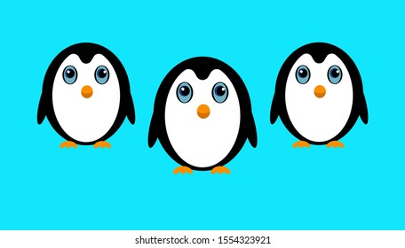 Three Cute Penguins Vector Art Stock Vector (Royalty Free) 1554323921 ...