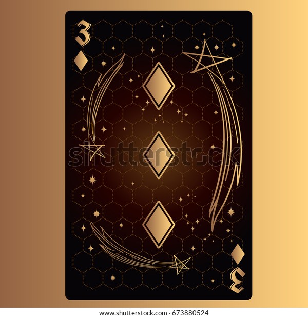 Three Diamonds Playing Card Original Design Stock Vector (Royalty Free ...