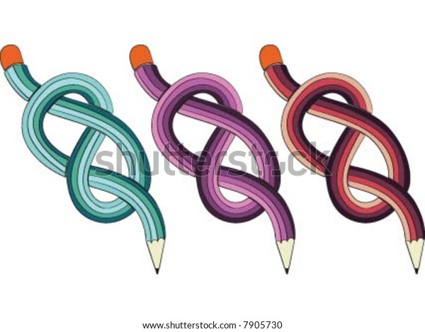 Three Different Color Pencil Rope Style Stock Vector (Royalty Free ...