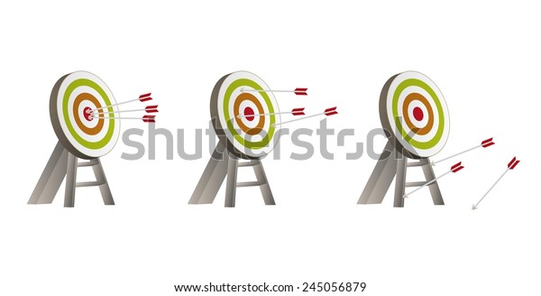 Three Different Color Targets Arrows Wooden Stock Vector (Royalty Free ...