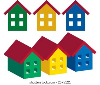 Three Different Color Toy Houses 스톡 벡터(로열티 프리) 2575121 | Shutterstock