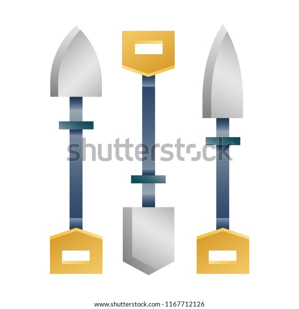 Three Digging Spades Vector Illustration Gradient: เวกเตอร์สต็อก (ปลอด ...