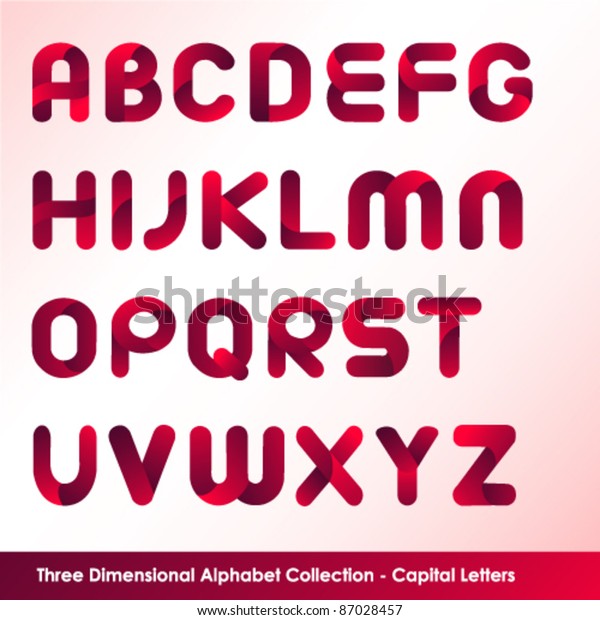 Three Dimensional Alphabet Set Capital Letters Stock Vector (Royalty ...