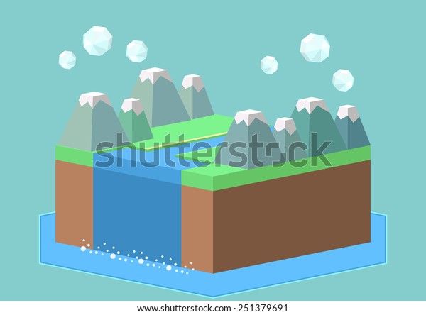 Three Dimensional Cartoon Style Landscape Stock Vector (Royalty Free ...