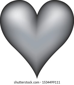 Three Dimensional Heart Grayscale Black White Stock Vector (Royalty ...