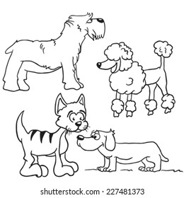 Three Dogs Cat Comic Illustration Stock Vector (Royalty Free) 227481373 ...