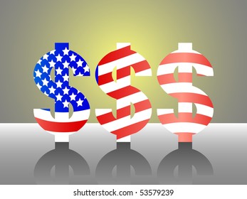 Three Dollar Signs Shape Usa Flag Stock Vector (Royalty Free) 53579239 ...