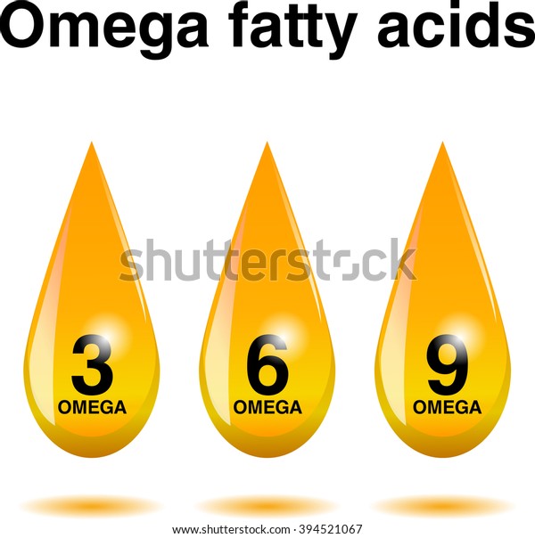 Three Drops Polyunsaturated Fatty Acids Omega Stock Vector (Royalty ...